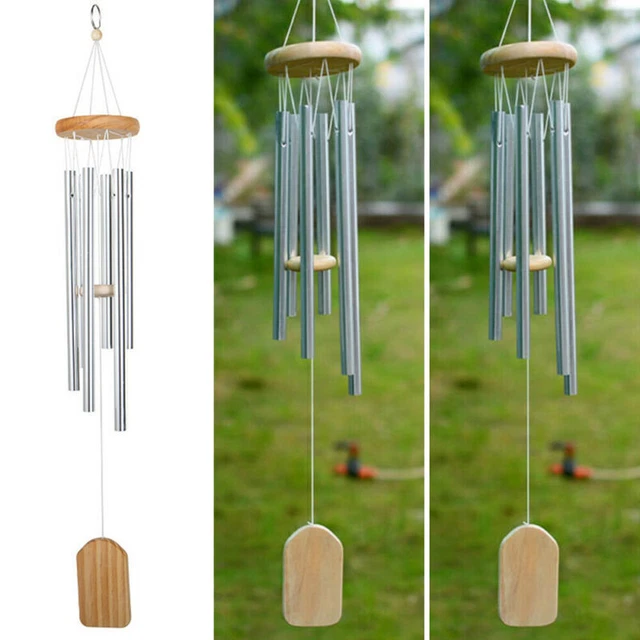 CLASSIC WOODEN WIND Chime with Metal Tubes Clapper Home Door Garden ...