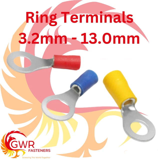 RING ELECTRICAL TERMINALS Red Blue Yellow Wire Crimp Connectors ...