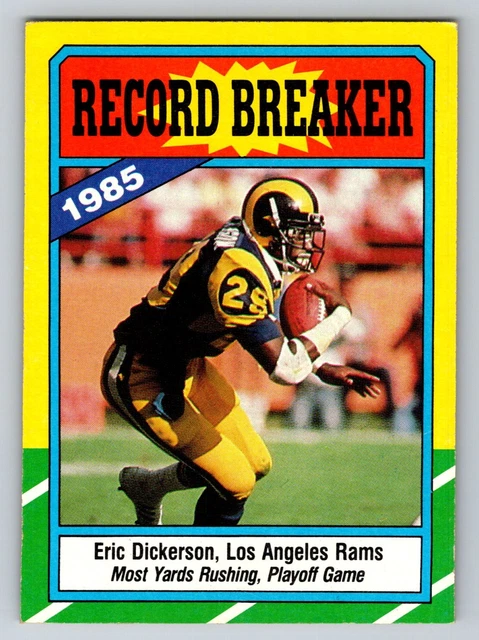1986 TOPPS FOOTBALL #2 Eric Dickerson Record Breaker Los Angeles Rams ...