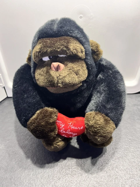 VINTAGE GROVE SIDE Eye Gorilla Ape Soft Plush Toy Heart Belongs to you ...