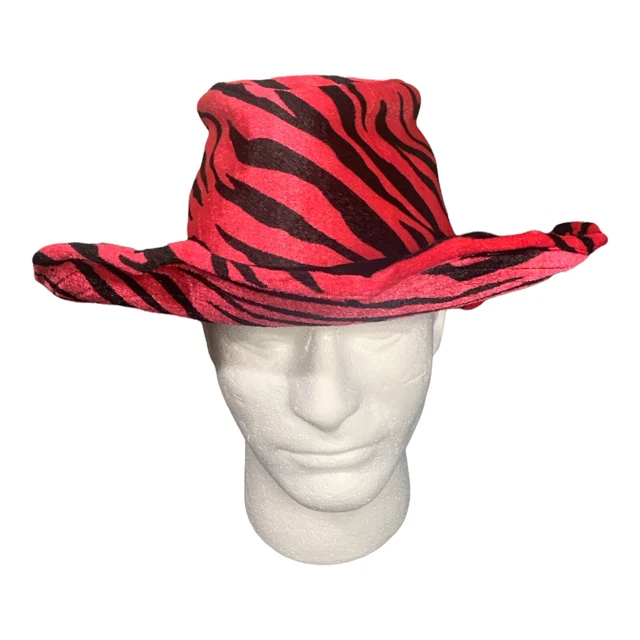 COSTUME COWBOY HAT Roll Play Pink Black Striped Zebra Dress Up Fashion ...