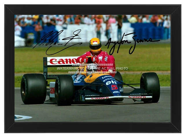 AYRTON SENNA NIGEL Mansell Signed Lift Photo Printed Autograph Formula ...