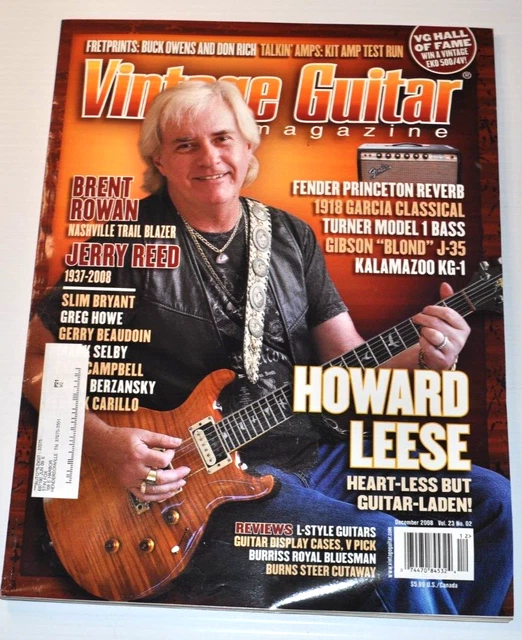 VINTAGE GUITAR MAGAZINE DEC 2008 Howard Leese Brent Rowan Jerry Reed ...