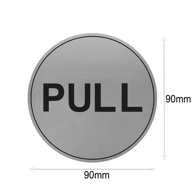 PULL ROUND DOOR Sign Silver Acrylic Signage Door Marker Plaque With ...