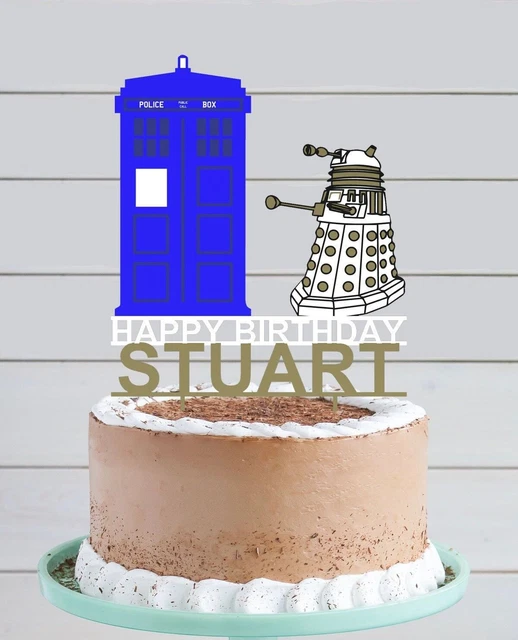PERSONALISED DOC WHO Tardis Dalek Men's Birthday Cake Topper in Custom ...