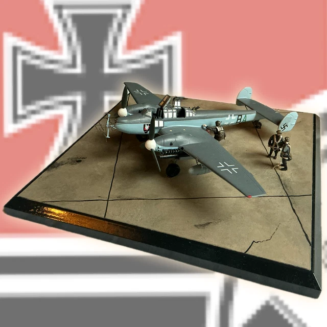 DIVERSE IMAGES HAND Painted Pewter WW2 Luftwaffe Messerschmitt Bf-110 1 ...