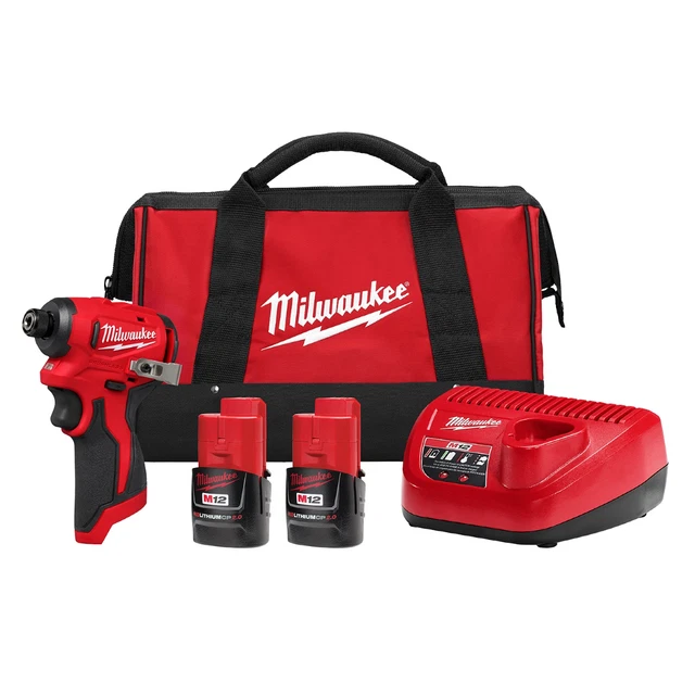 MILWAUKEE TOOL M12 Subcompact Brushless 1/4 inch Hex Impact Driver Kit ...