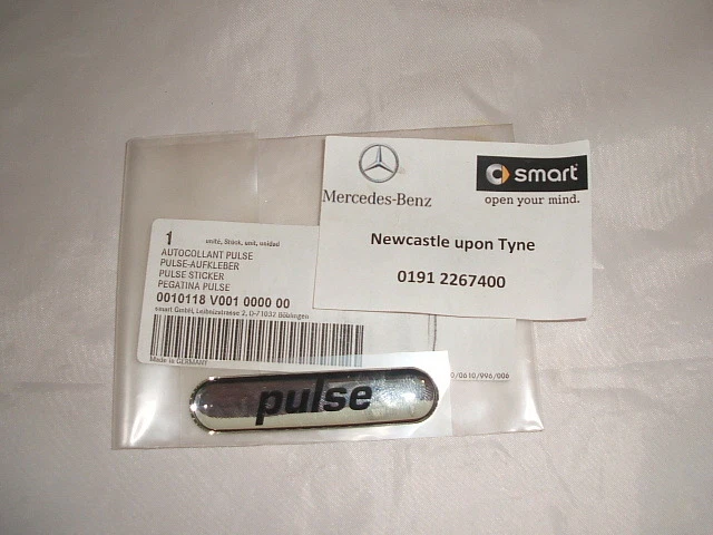 NEW GENUINE SMART Fortwo "PULSE" Front Wing Badge Decal A4508171220 £8. ...