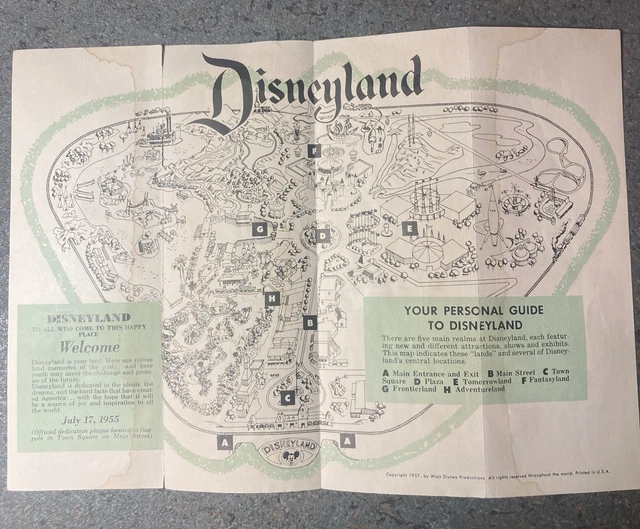 1957 WELCOME TO Disneyland TinkerBell Guide Map Brochure B4Fo £29.87 - PicClick UK