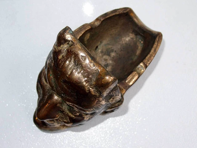 HEAVY DEVIL SATAN face Satyr Ashtray Vase Casket Metal statue Urn ...