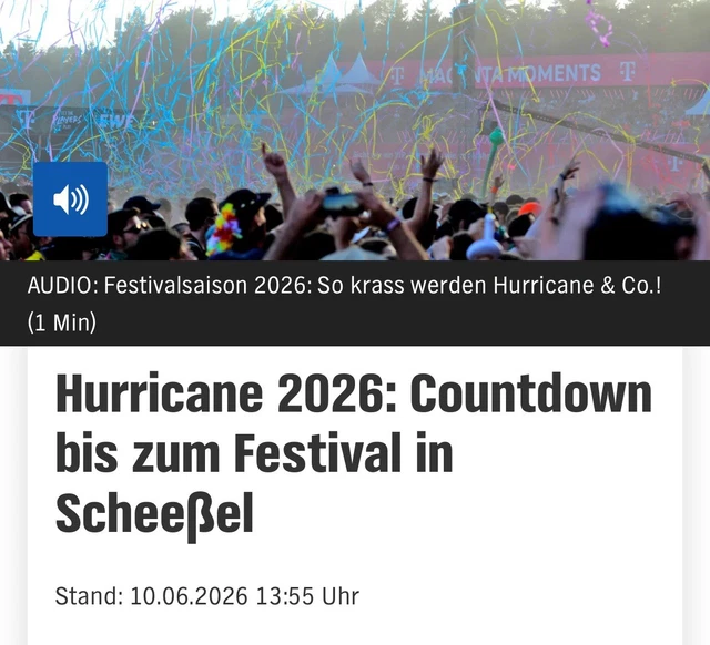HURRICANE FESTIVAL TICKET 2026 Pop & Rock 10. Juni Scheeßel ...