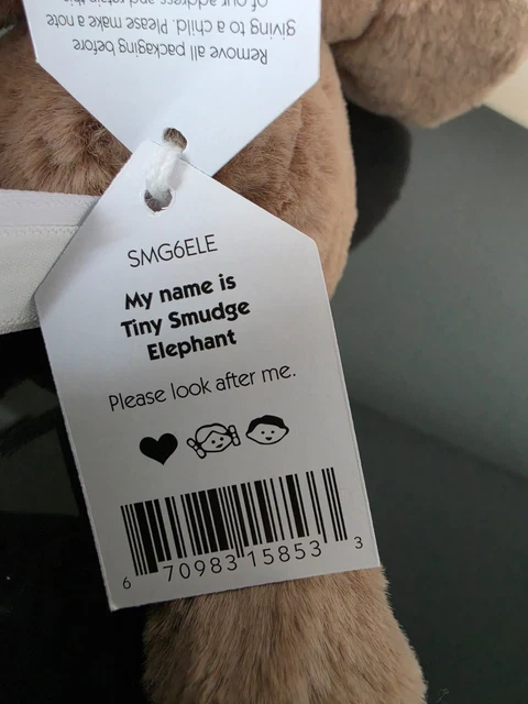 JELLYCAT TINY SMUDGE Elephant new condition with tags £29.82 - PicClick UK