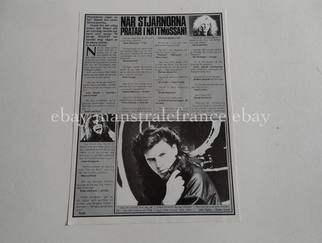 JOHN TAYLOR DURAN Duran Ozzy Osbourne David Lee Roth clipping Sweden ...