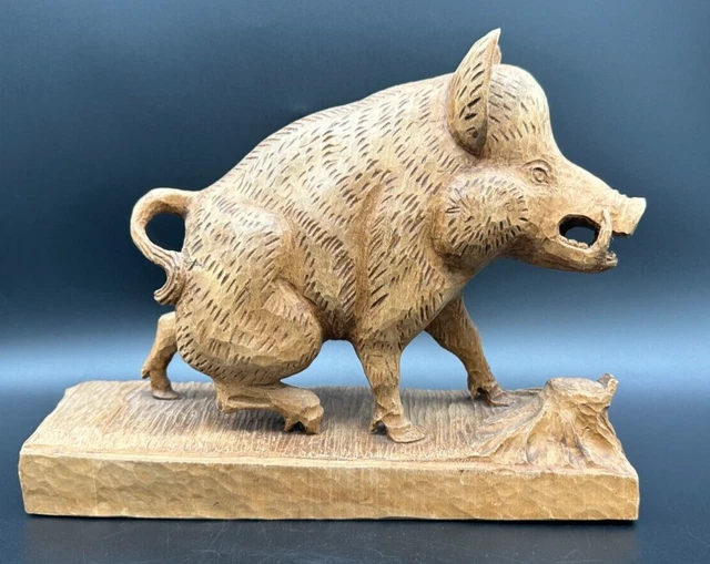 WUNDERSCHÖNE HOLZFIGUR TIER Wildschwein Holz - Handgeschnitzt - 26x20x8 ...