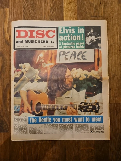 DISC AND MUSIC Echo August 16th 1969 Beatles John Lennon Peace Cover £ ...