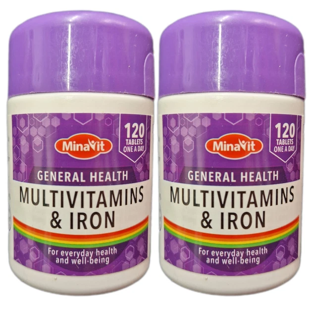 2 X MINAVIT General Health Multivitamins & Iron 120 Tablets £16.89 ...