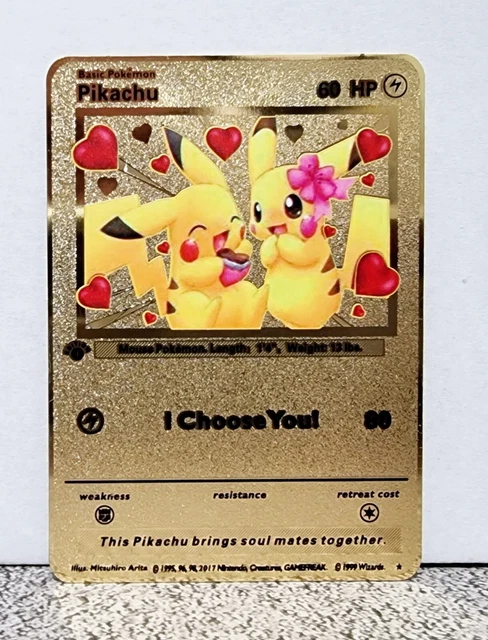 PIKACHU COUPLE I Choose You! Pokemon Gold Metal Card Anniversary Gift ...