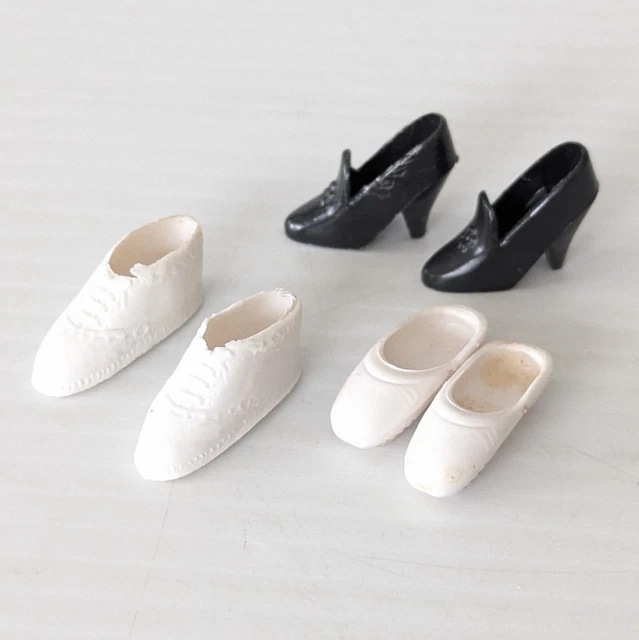 VINTAGE BARBIE CLONE Shoes White Ballet Slippers & Snickers, Black ...