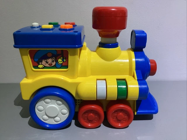 RARE VINTAGE MEGCOS No. 1075 Toy Train, Fun Sounds Loco Push Along 8” x ...