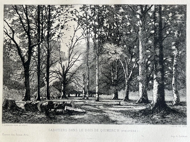 CAMILLE BERNIER GRAVURE Eau Forte Etching Bretagne sabotiers Quimer’ch ...