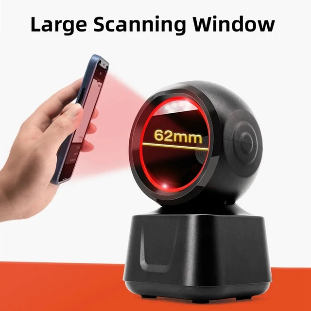 1D 2D QR Wired Barcode Scanner Automatic Sense Reader USB Desktop ...