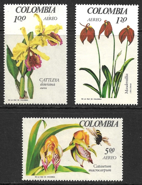 COLOMBIA SCOTT #C489-C491 Airmail VF Mint Hinged Issued 1967 Flowers. £ ...