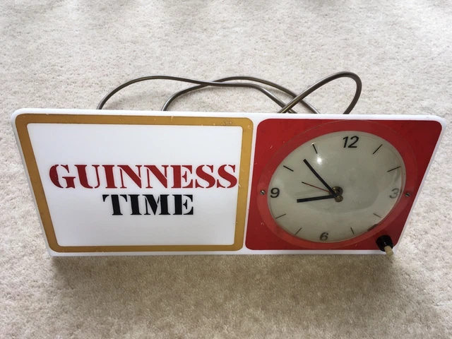 SCARCE C1960S VINTAGE GUINNESS TIME ADVERTISING BACK BAR LIGHT UP CLOCK ...