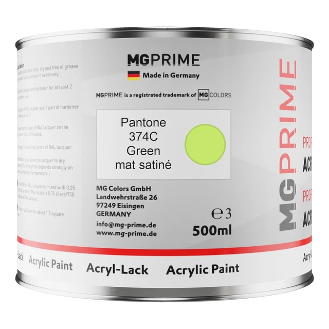 PANTONE 374C GREEN Peinture acrylique mat satinée Pot de 0,75 litre ...