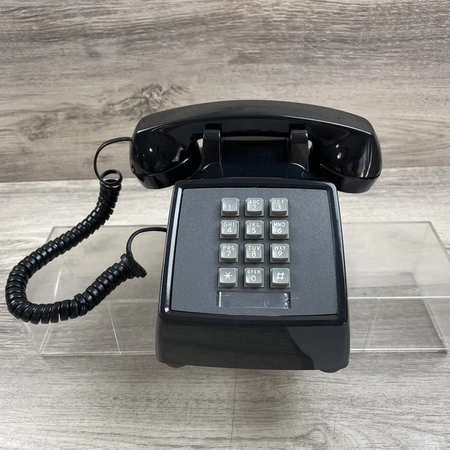 VINTAGE BELL SYSTEM Western Electric Push Button Dial Phone AT&T Black ...