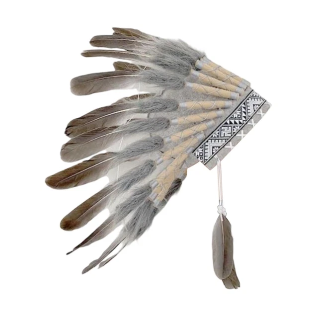 FEATHER INDIAN HEADDRESS American Chief Indian Native Hat for Stage ...