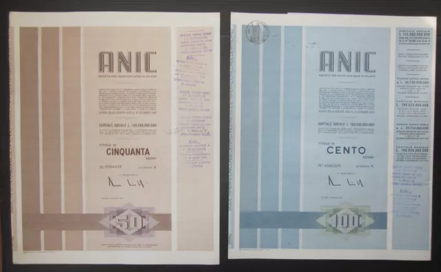 1967 ANIC CERTIFICATO azionario 50 - 100 azioni Industria petrolchimica ... 1967 ANIC CERTIFICATO azionario 50 - 100 azioni Industria petrolchimica ...