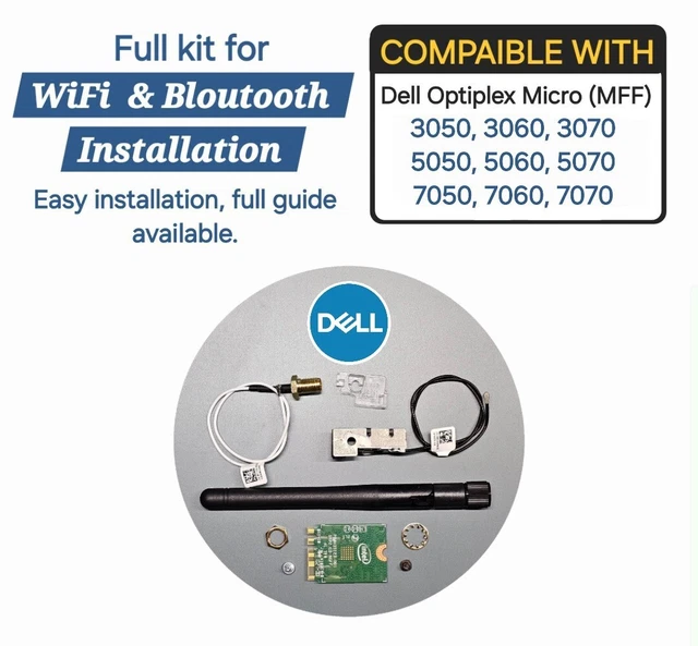 DELL OPTIPLEX MICRO WiFi & Bleutooth Installation Kit for Wireless ...