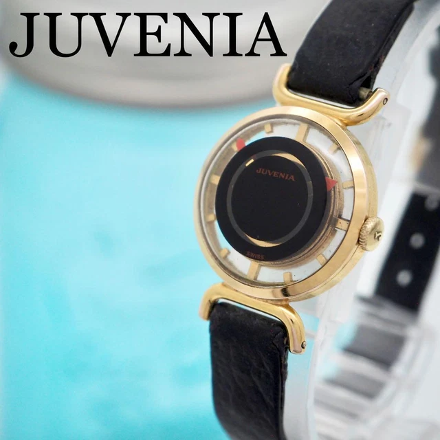 MONTRE POUR FEMME JUVENIA à remontage manuel analogique ronde 22 mm noir/or squelette EUR 211,70 ...