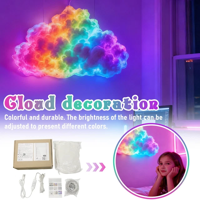 USB-POWERED THUNDERCLOUD LED Light Decor,DIY Chasing Music Sync 3D ...