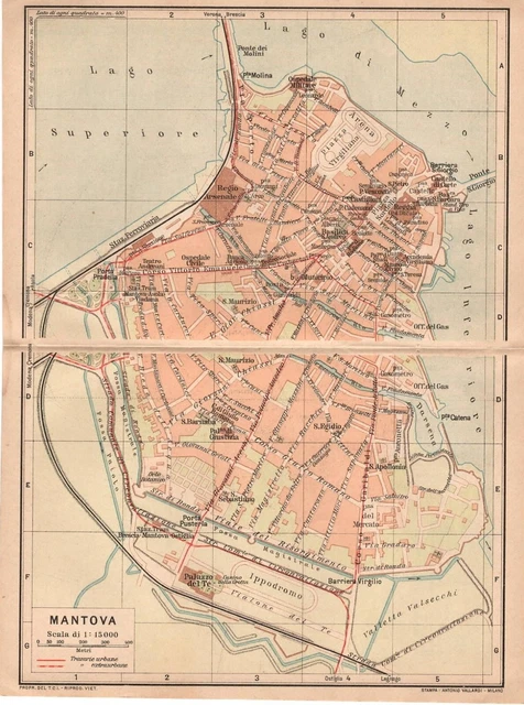 CARTA GEOGRAFICA ANTICA MANTOVA MAPPA DELLA CITTA' 1916 Antique map EUR ...