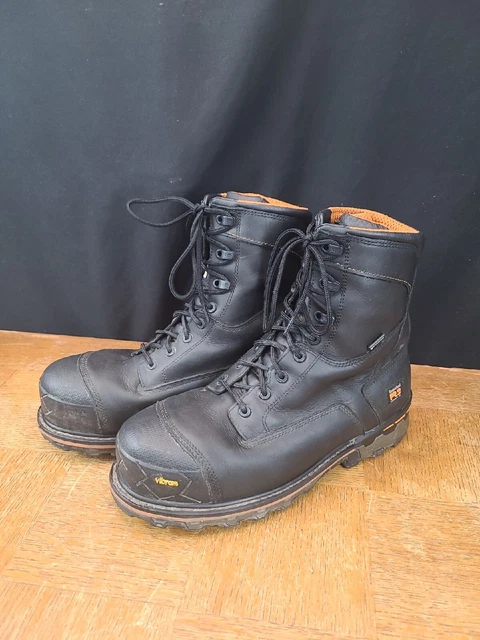 MEN'S TIMBERLAND PRO Boondock 8" Black Leather Composite Toe Work Boots ...