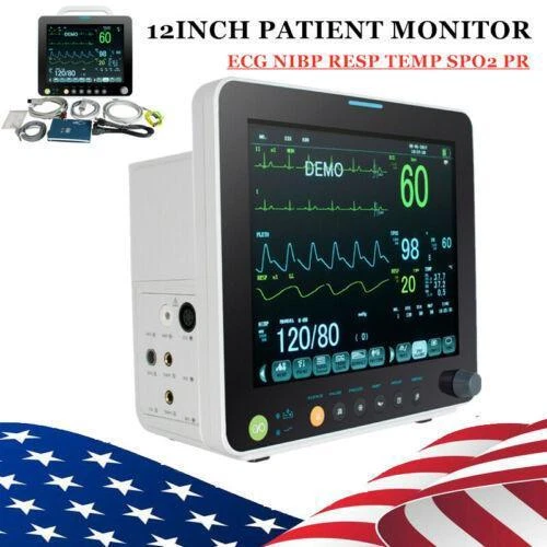 USA 6-PARAMETER PATIENT Monitor Cardiac Monitor ECG NIBP RESP PR Spo2 ...