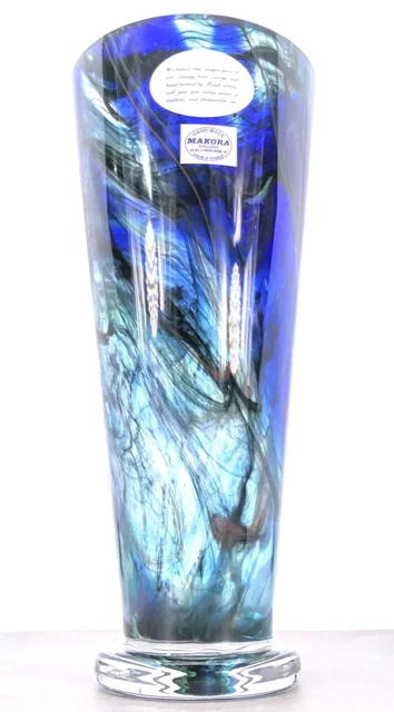 MAKORA KROSNO MURANO Style Hand Blown Streaked Glass Vase 12.7" Tall ...