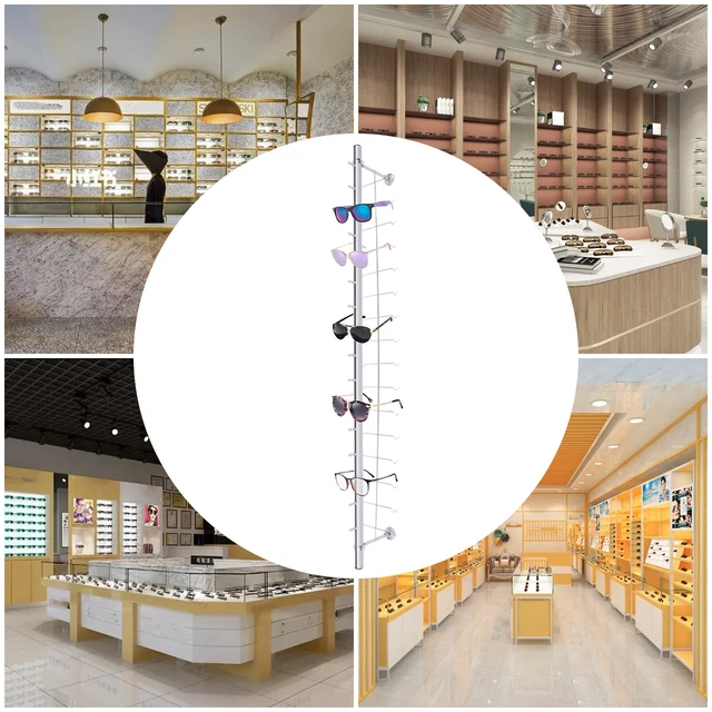 WALL MOUNTED ALUMINIUM Eyewear Sunglasses Glasses Eyeglasses Display ...