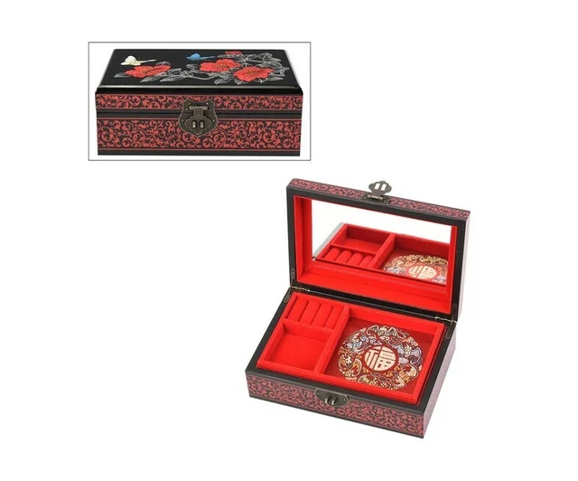 BEAUTIFUL JEWELLERY BOX with Inside Mirror and Removable Tray Flower ...