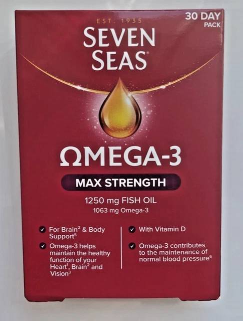 SEVEN SEAS OMEGA-3 Max Strength Dietary Supplement 30 Capsules £14.90 - PicClick UK