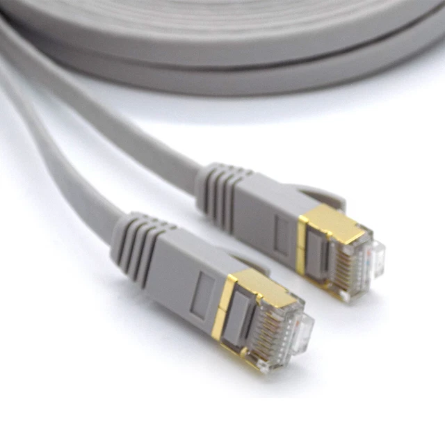 ETHERNET CABLE RJ45 Network Cat7 FLAT Gold Ultra-thin 10Gbps SSTP LAN ...