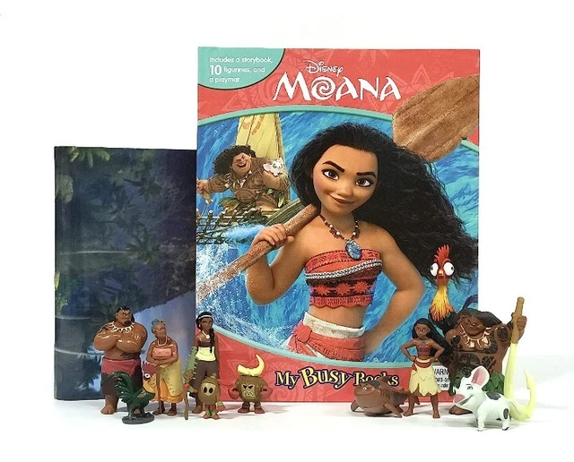 DISNEY MOANA BUSY Book Set Story 10 Figurines, A Storybook and A ...