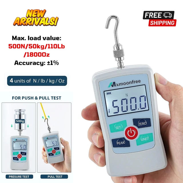 500N DIGITAL FORCE Gauge Push-Pull Meter for Tension & Compression Load ...