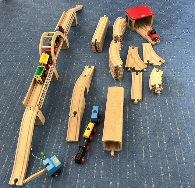 BRIO WOODEN TRAIN Set Bundle - Engines Track Shed Bridges Tunnel Trucks -Vintage £63.09 ...