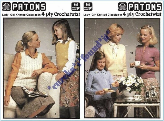PATONS #590 LADYS' / GIRLS' KNITTING PATTERNS in CROCHETWIST 55 to ...