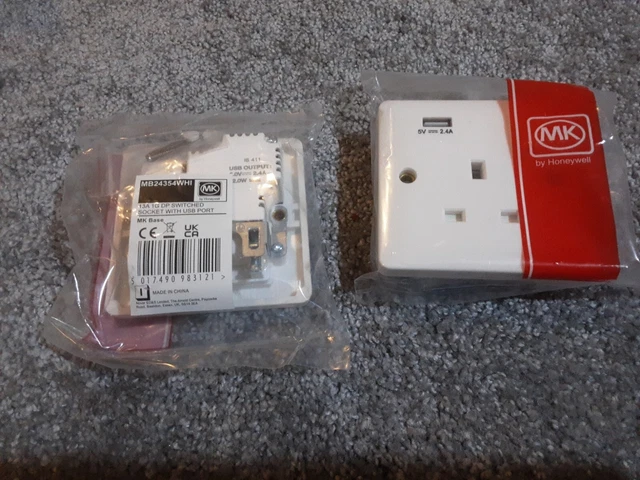MK SINGLE SOCKET with USB Port MB24354WHI £7.99 - PicClick UK