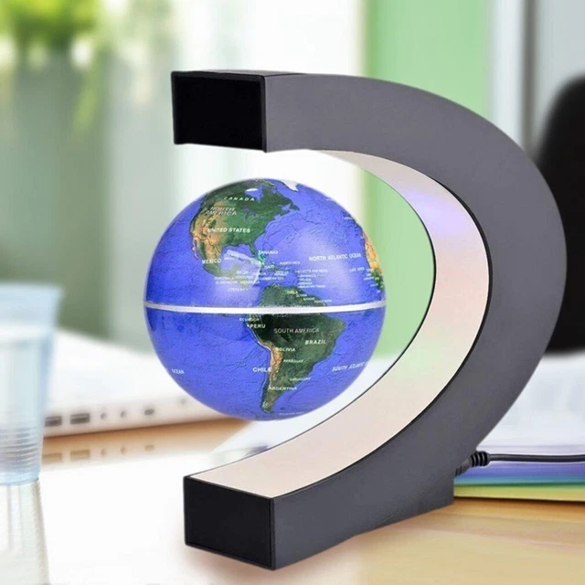 MAGNETIC LEVITATION FLOATING Earth Globe Map With C Shape Base LED ...