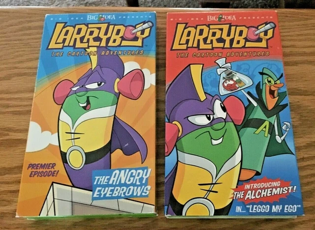 2 DESSINS ANIMÉS Larry Boy Veggie Tales VHS sourcils en colère et Leggo ...