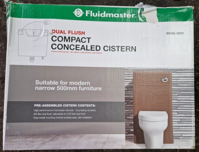 FLUIDMASTER DUAL FLUSH Compact Concealed Toilet Cistern 6 Litres 30168 ...